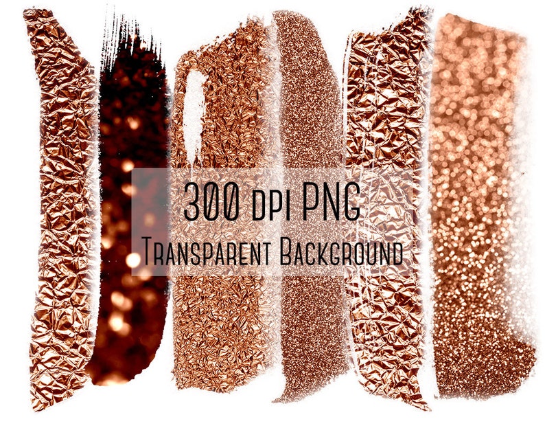 Copper Brush Strokes Clipart, Copper Glitter Brush Strokes, Copper Foil ...