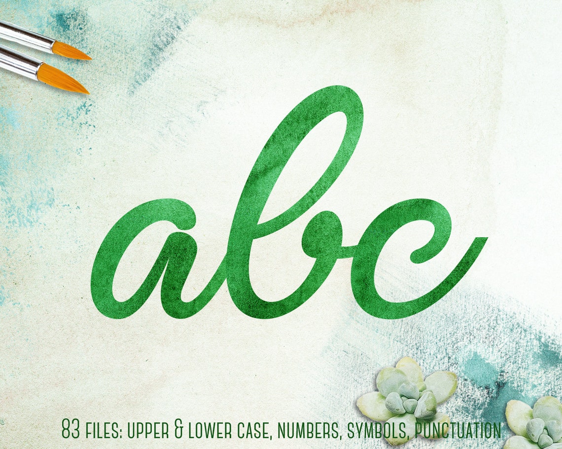 Watercolor Font Clipart, Green Watercolor Alphabet Clip Art, Watercolor ...