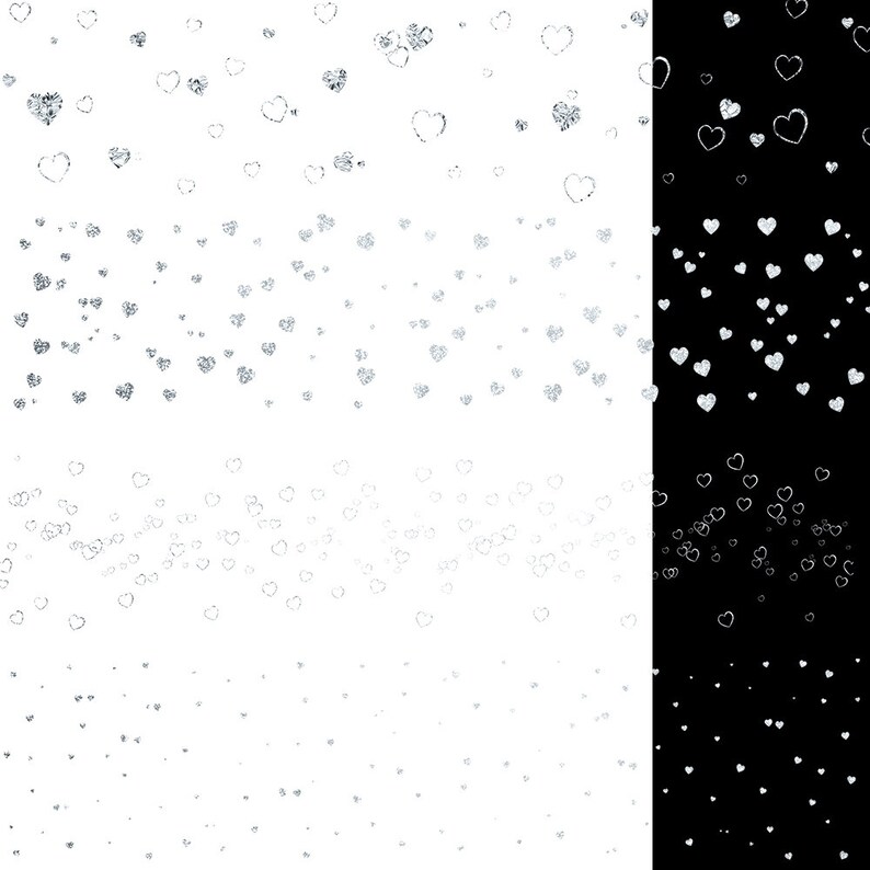 Silver Confetti Borders Clipart, Silver Stars, Silver Hearts, Silver ...