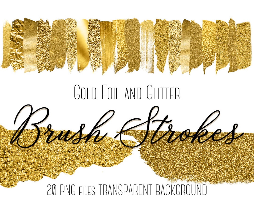Gold Foil Brush Strokes Clipart Gold Glitter Brush Strokes - Etsy