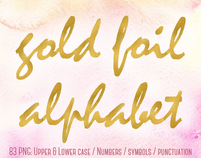 Gold Foil Alphabet Clipart, Gold Alphabet Clipart, Gold Font, Gold ...