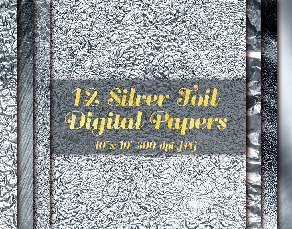 Silver Foil Digital Paper Silver Paper Clipart Metallic - Etsy
