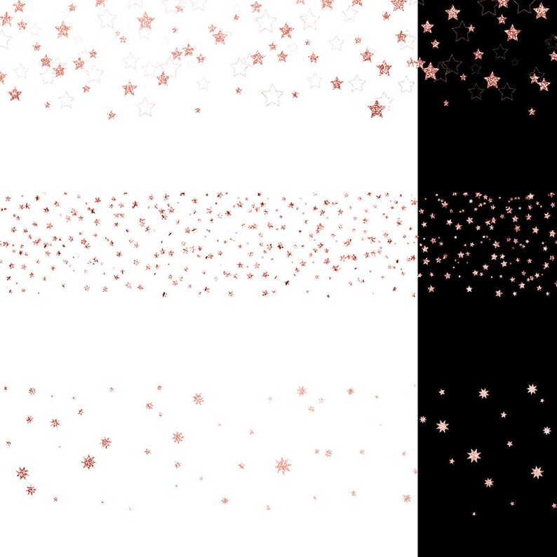 Rose Gold Confetti Borders Clipart Rose Gold Stars Rose Gold - Etsy