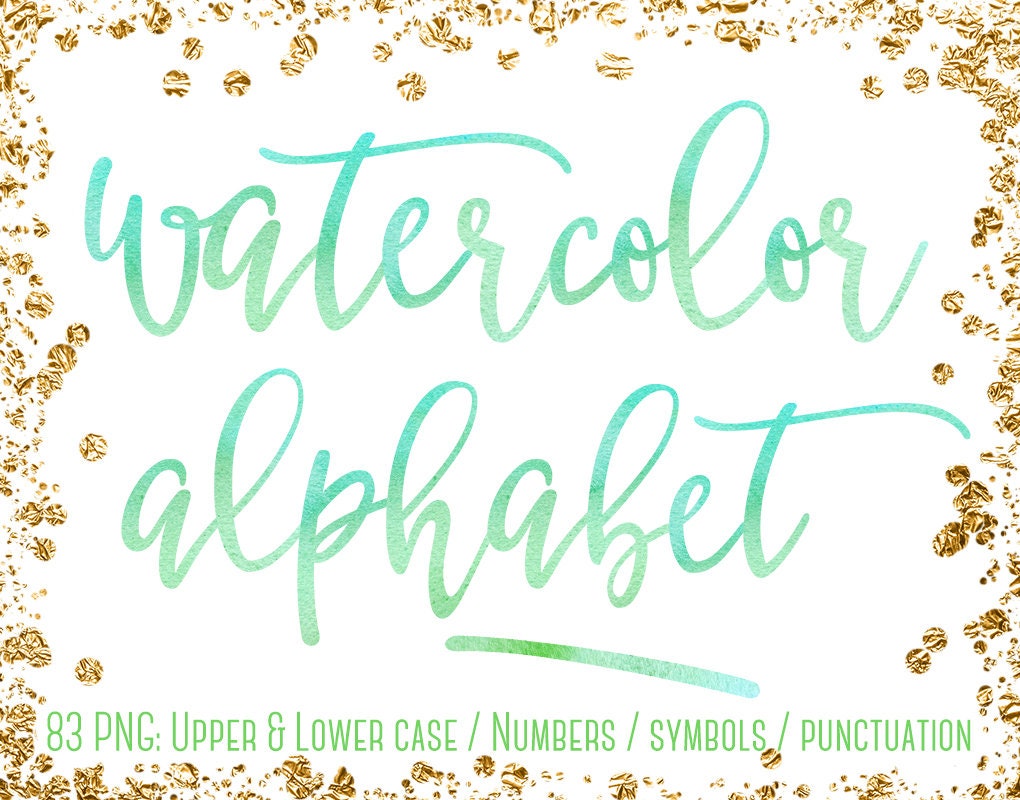 Green Watercolor Alphabet Clipart Turquoise Alphabet Clip - Etsy
