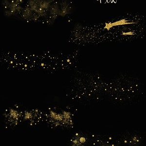 Gold Stardust, Gold Dust Clipart, Cosmic Overlays, Gold Stars, Gold ...