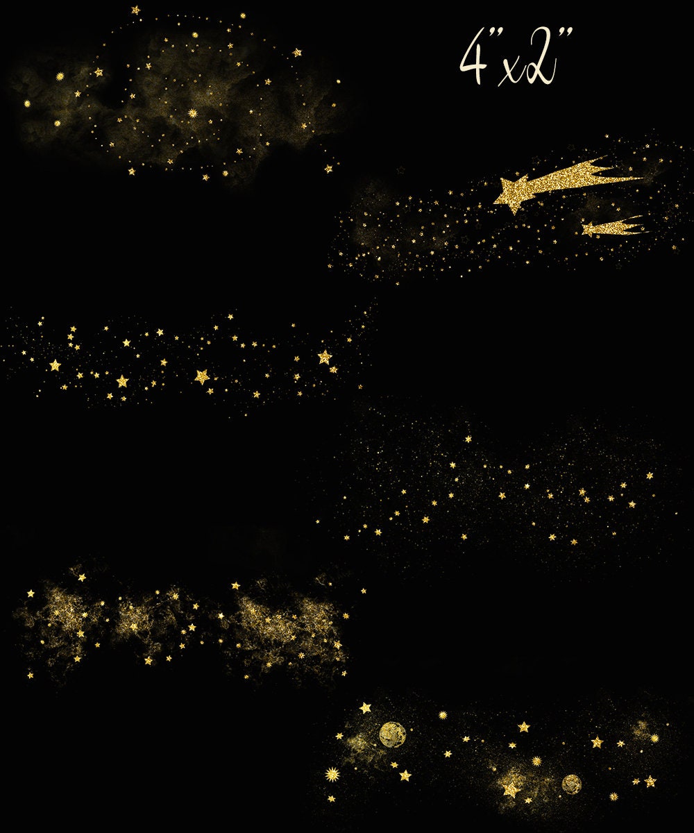 Gold Stardust, Gold Dust Clipart, Cosmic Overlays, Gold Stars, Gold ...