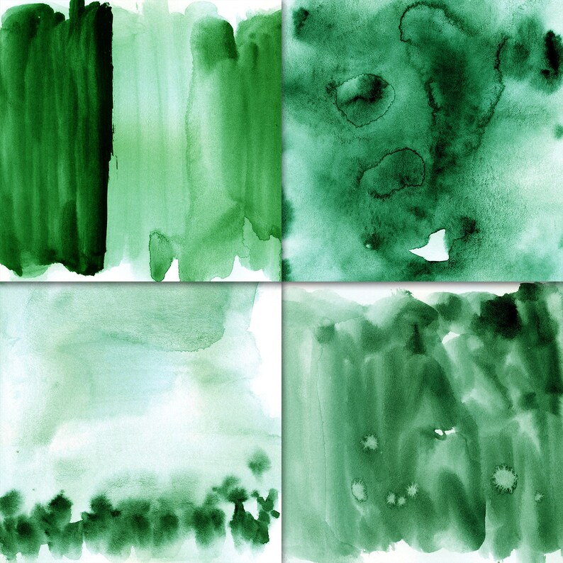 Blue and Green Watercolor Digital Paper Clipart, Paint Texture ...