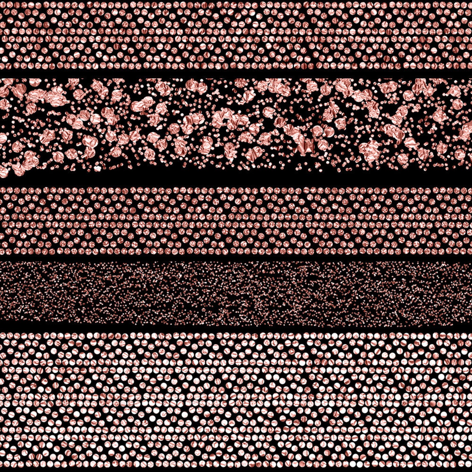 Rose Gold Confetti Borders Clipart, Rose Gold Border Overlays, Rose ...