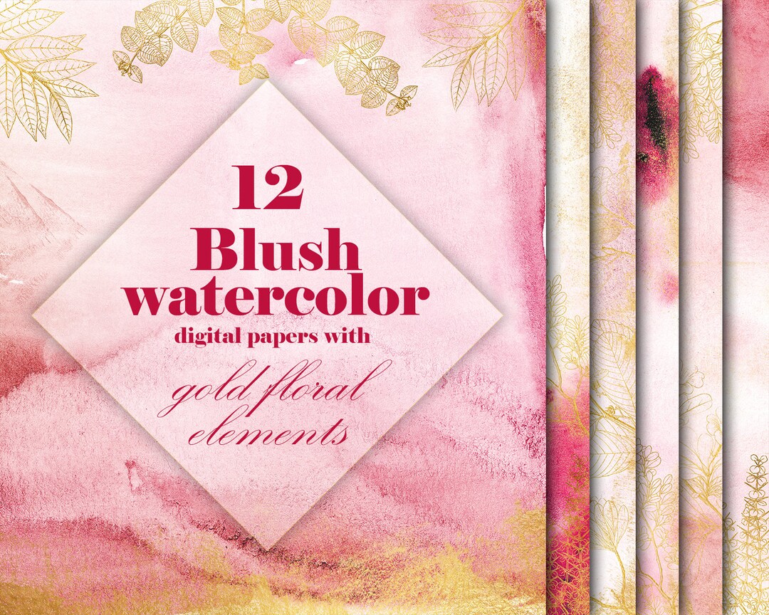 Blush Floral Watercolor Digital Paper Clipart Papers With - Etsy