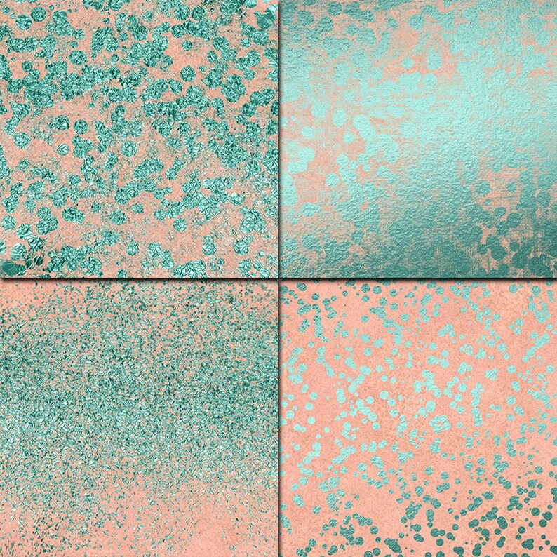 Grunge Pink and Mint Digital Paper Mint Wallpaper Mint Foil | Etsy