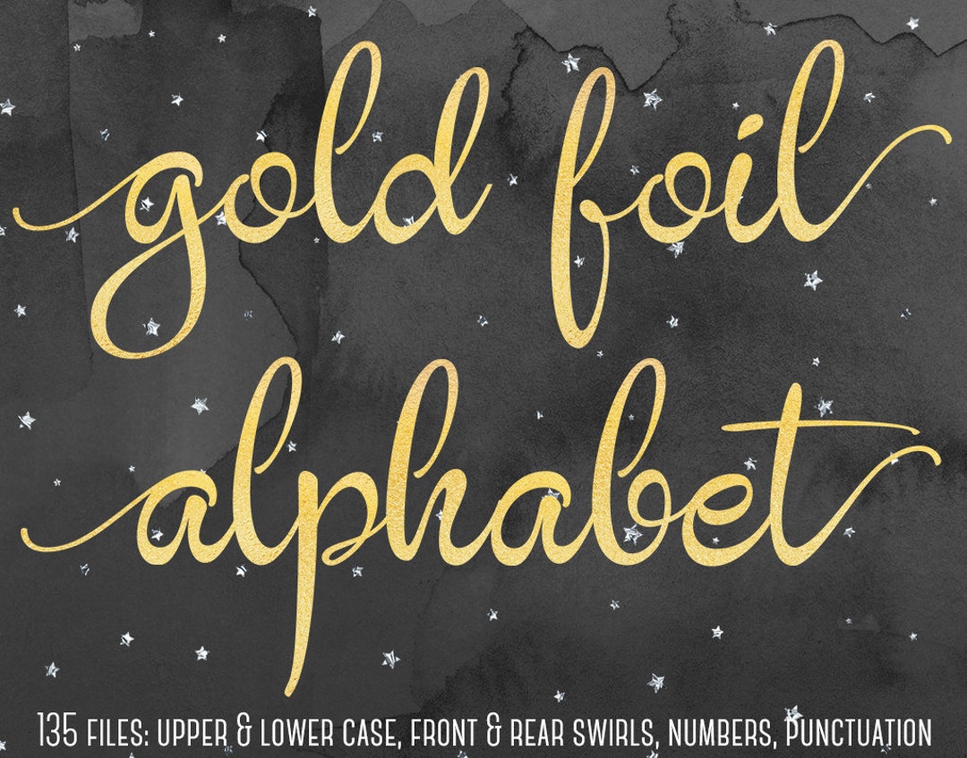 Gold Alphabet Clipart, Gold Font, Gold Letters With Swirls, Gold Foil ...