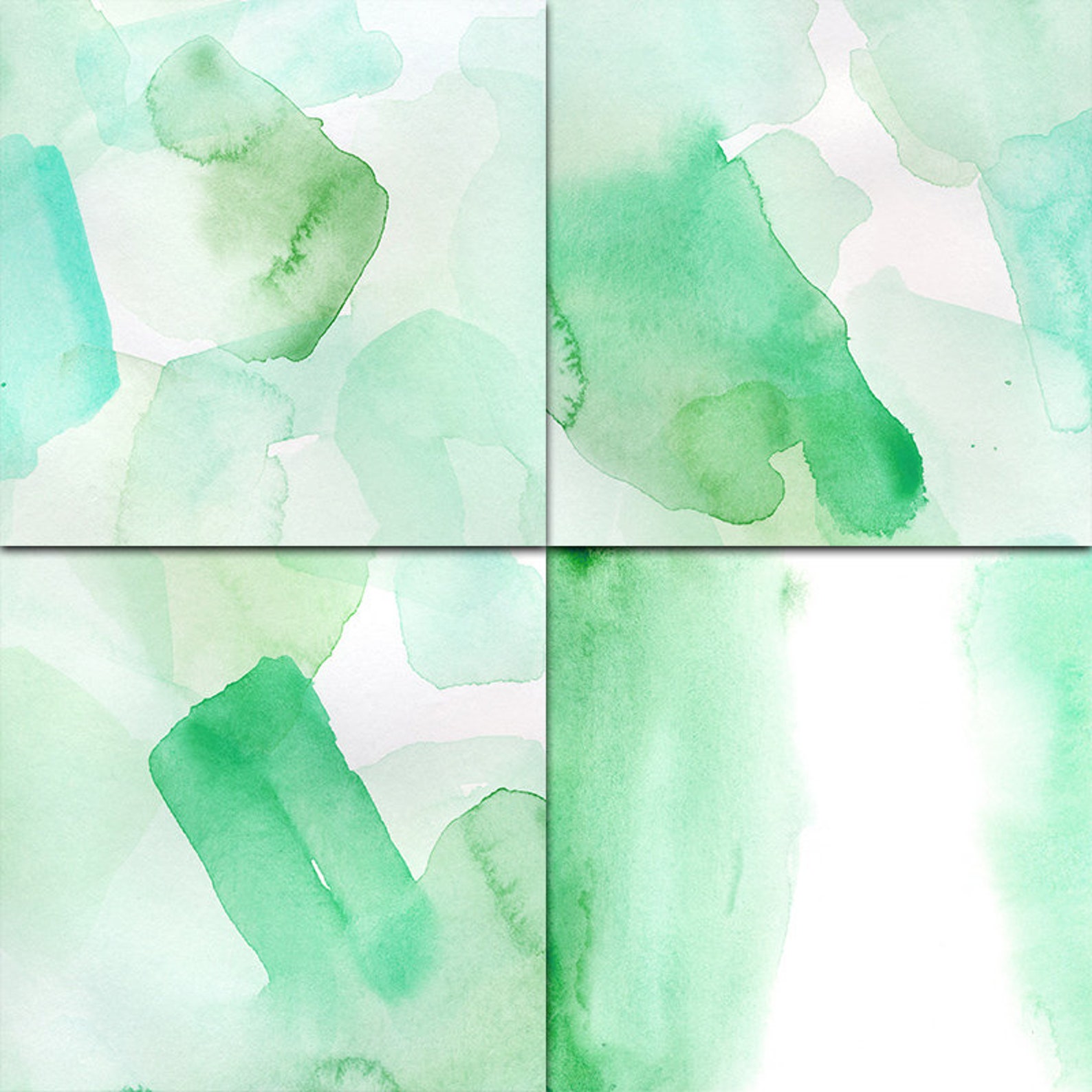 Green Watercolor Digital Paper Clipart, Watercolor Ombre Paper Pack ...