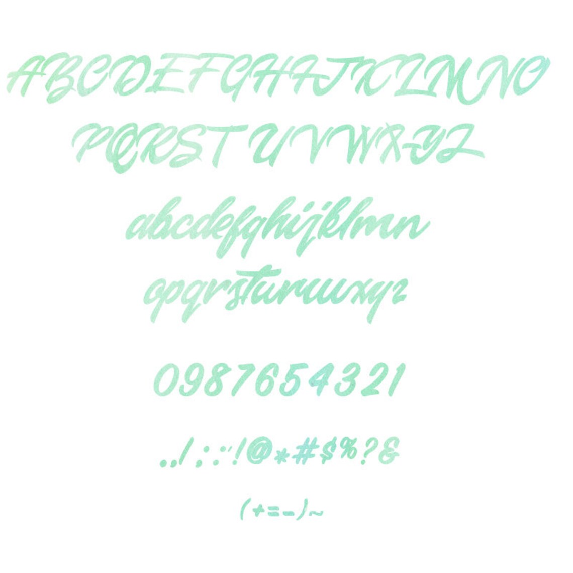 Watercolor Alphabet Clipart, Mint Green Alphabet Clip Art, Watercolor ...