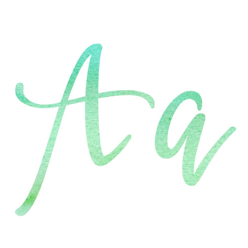 Green Watercolor Alphabet Clipart Turquoise Alphabet Clip - Etsy