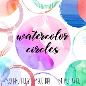 Watercolor Circles Clipart, Circle Clip Art, Design Elements ...