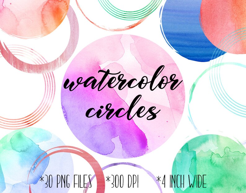 Watercolor Circles Clipart Circle Clip Art Design Elements - Etsy