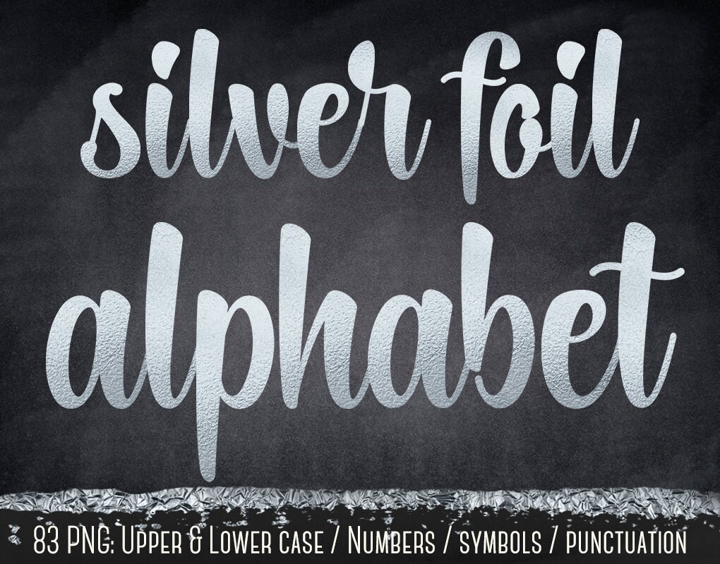 Silver Alphabet Clipart, Silver Foil Alphabet Clip Art, Silver Font ...