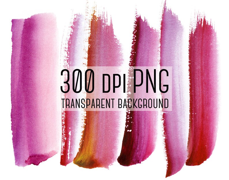 Pink Brush Strokes Clipart, Watercolor Brush Strokes Clip Art, Red ...