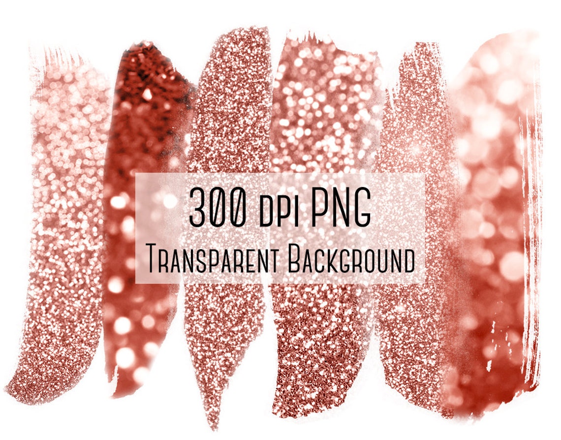 Rose Gold Glitter Brush Strokes Clipart, Rose Gold Brush Strokes, Rose ...