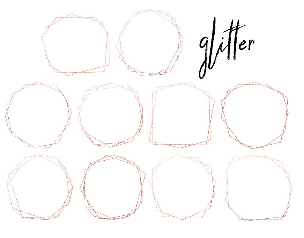 Rose Gold Polygonal Frames Clipart, Rose Gold Crystal Frames Clip Art ...