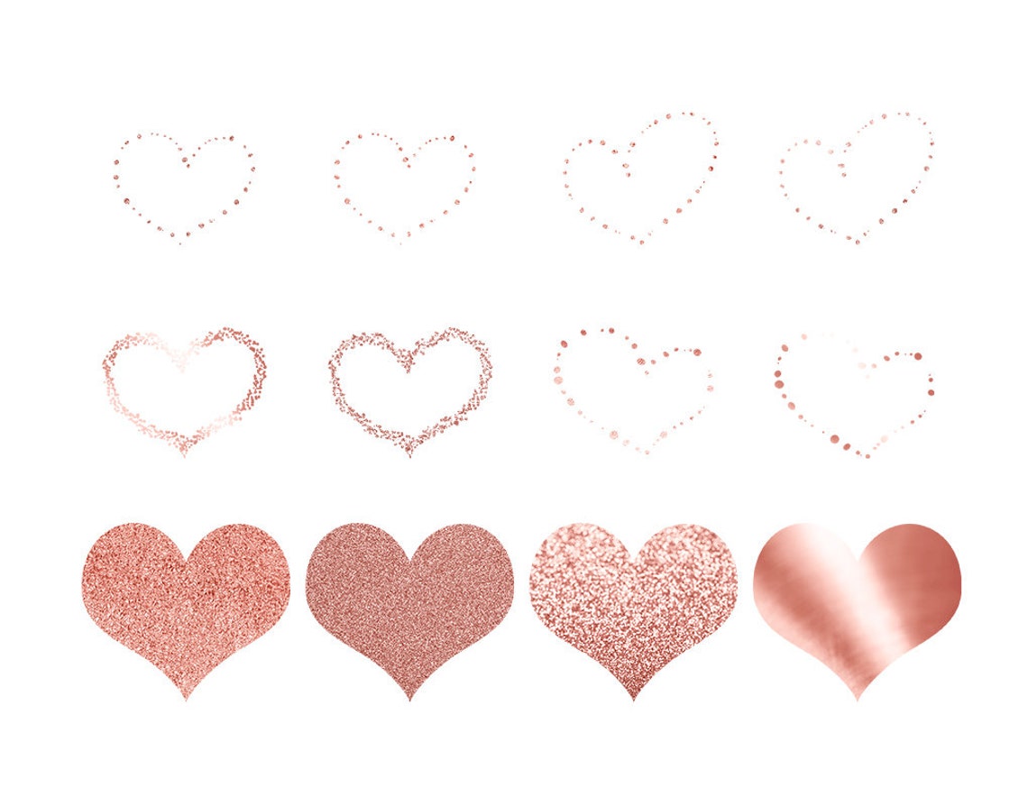 Rose Gold Hearts Clipart Rose Gold Glitter Heart Rose Gold - Etsy UK