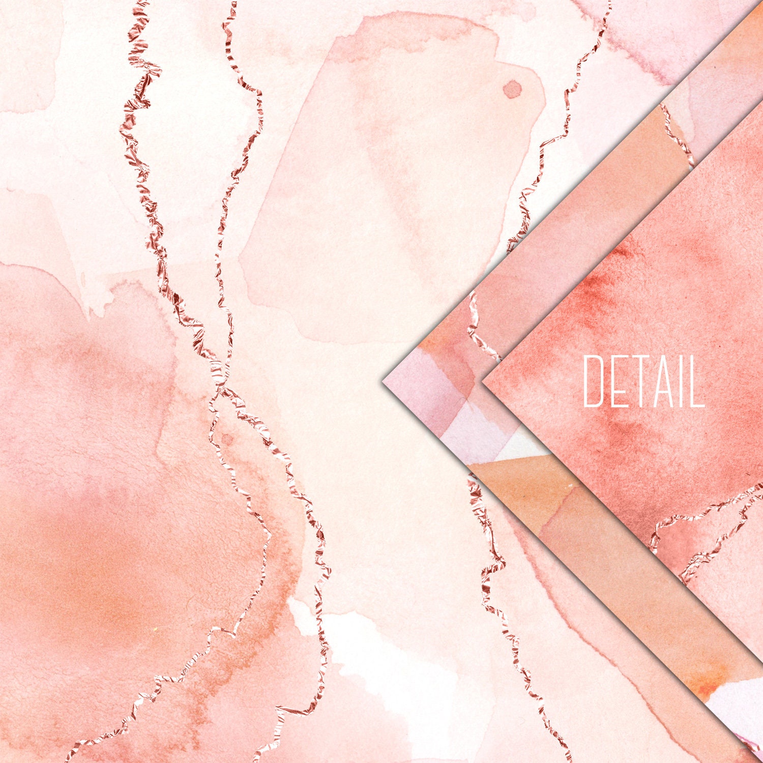 Blush Watercolor Digital Papers With Gold Veins Gold - Etsy