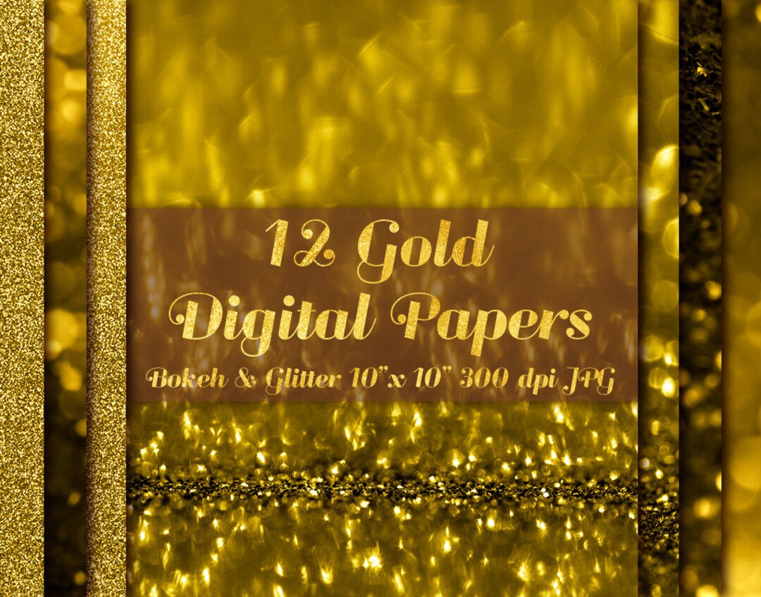 Gold Glitter Digital Paper, Gold Textures, Gold Paper Clipart, Metallic ...