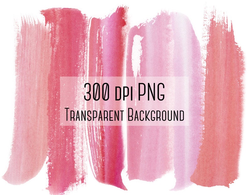 Pink Brush Strokes Clipart, Watercolor Design Elements, Watercolor ...