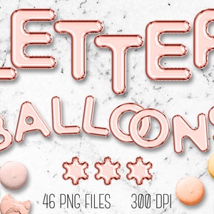 Rose Gold Letter Balloons Clipart Rose Gold Alphabet Clip | Etsy