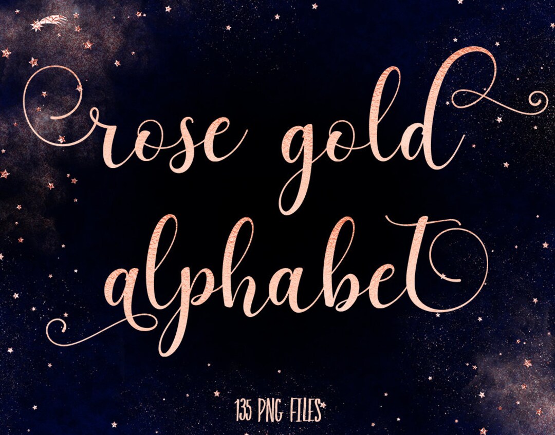 Rose Gold Alphabet With Swirls, Rose Gold Letters Clipart, Rose Gold ...