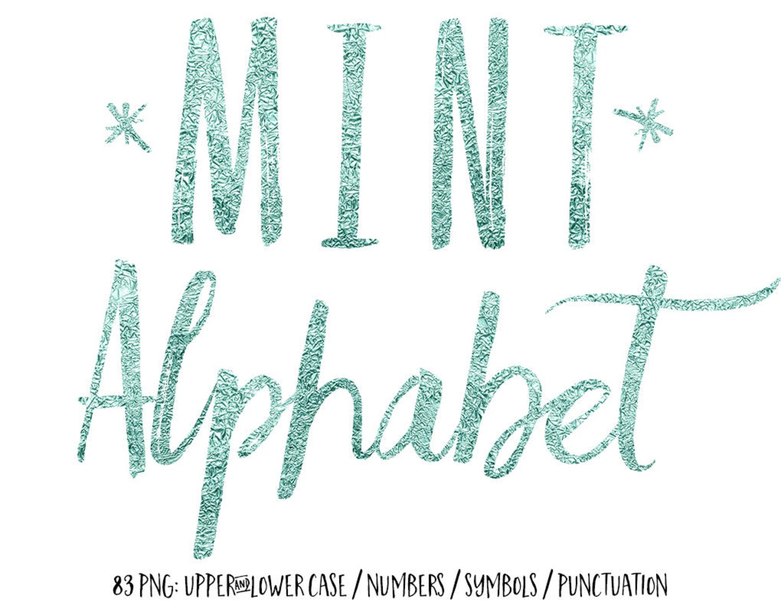 Mint Foil Alphabet Clipart Mint Green Clipart Mint Alphabet - Etsy