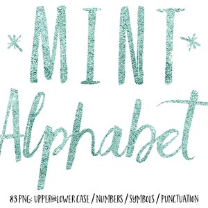 Mint Foil Alphabet Clipart, Mint Green Clipart, Mint Alphabet, Mint ...