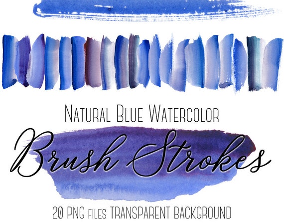 Blue Watercolor Brush Strokes Clipart Blue Brush Strokes Clip | Etsy