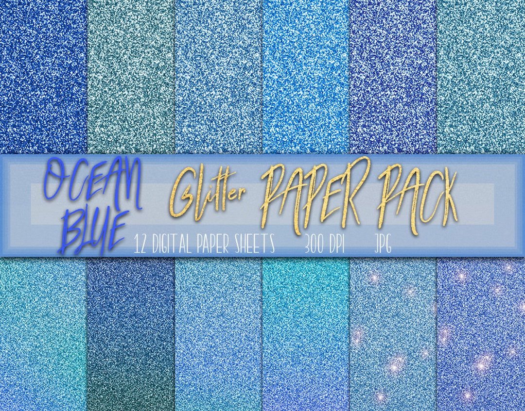Blue Glitter Digital Paper, Glitter Wallpaper, Glitter Background ...
