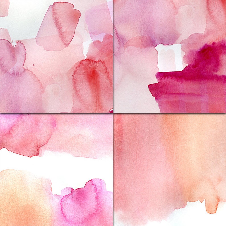Pink ombre watercolor paper Watercolor digital paper clipart | Etsy