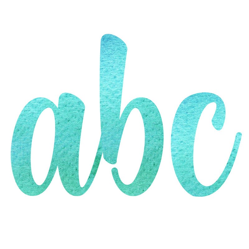 Watercolor Font Clipart, Blue Watercolor Alphabet Clipart, Blue ...
