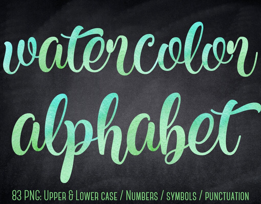 Green watercolor alphabet clipart Green alphabet clip art | Etsy