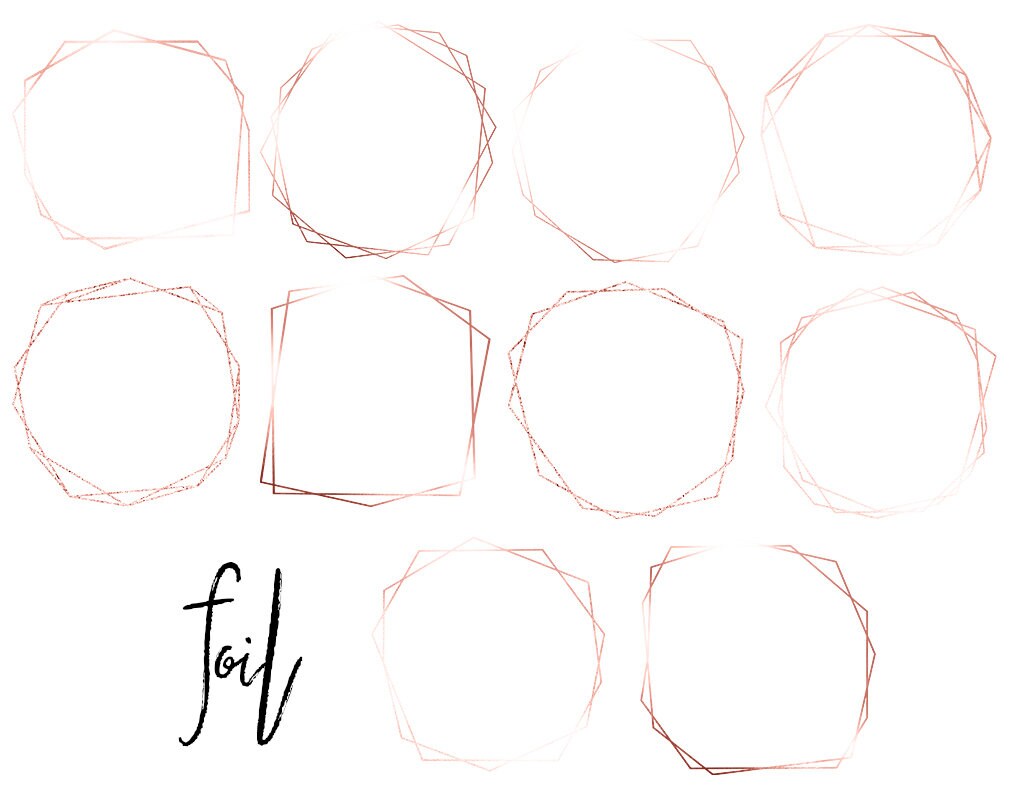 Rose Gold Polygonal Frames Clipart, Rose Gold Crystal Frames Clip Art ...