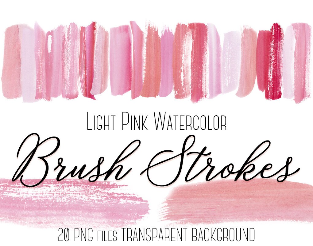 Pink Brush Strokes Clipart, Watercolor Design Elements, Watercolor ...