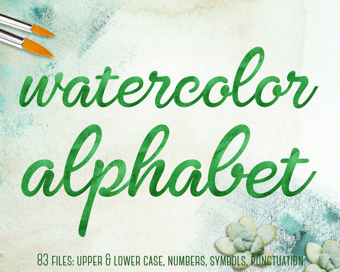 Watercolor Font Clipart, Green Watercolor Alphabet Clip Art, Watercolor ...