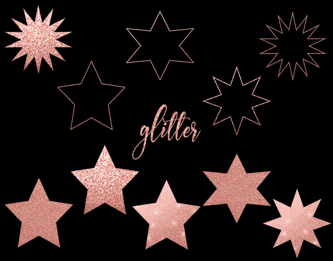Rose Gold Stars Clipart, Rose Gold Glitter Stars Clip Art, Rose Gold ...