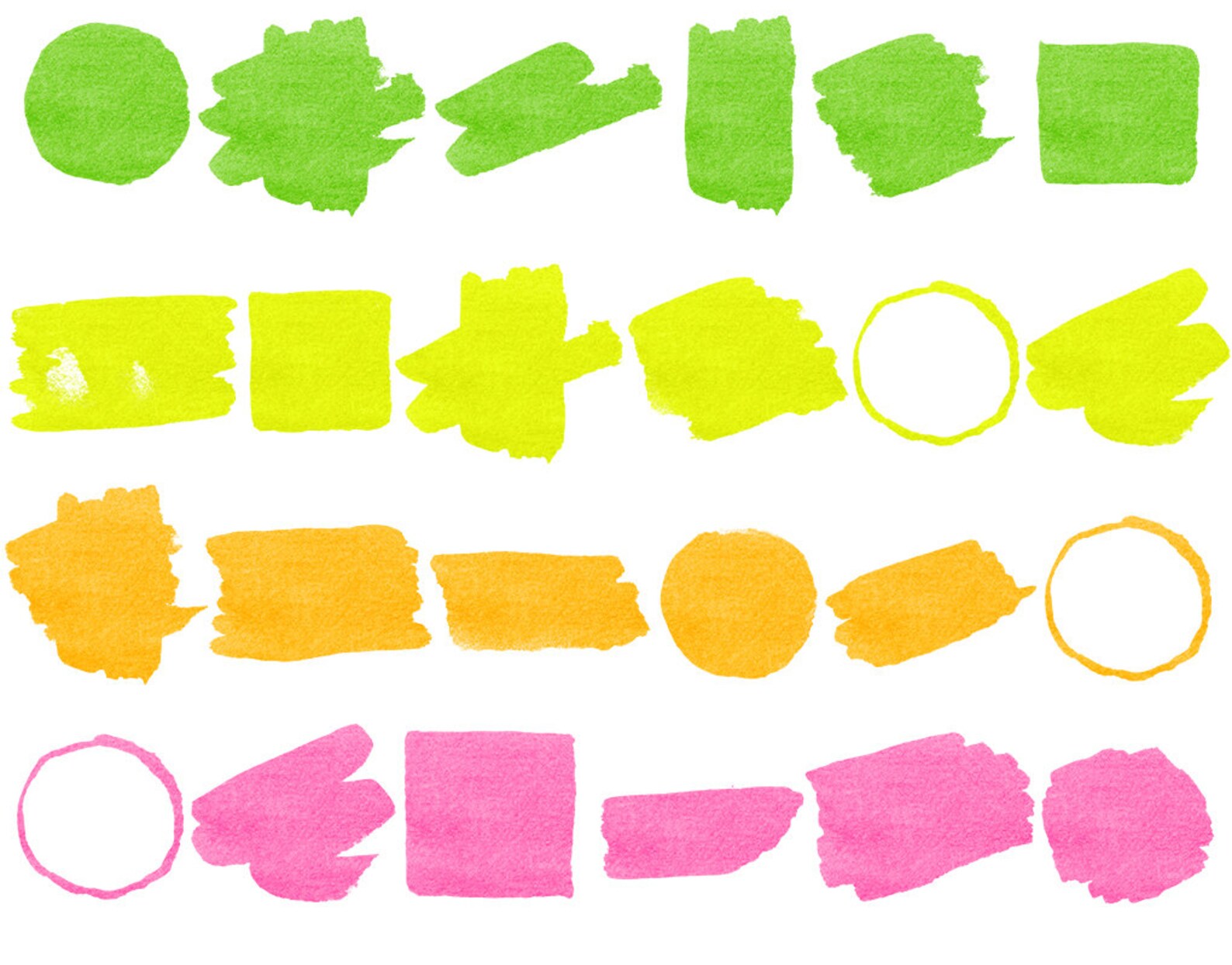 Neon Brush Strokes Clipart Highlighter Brush Strokes Clip - Etsy