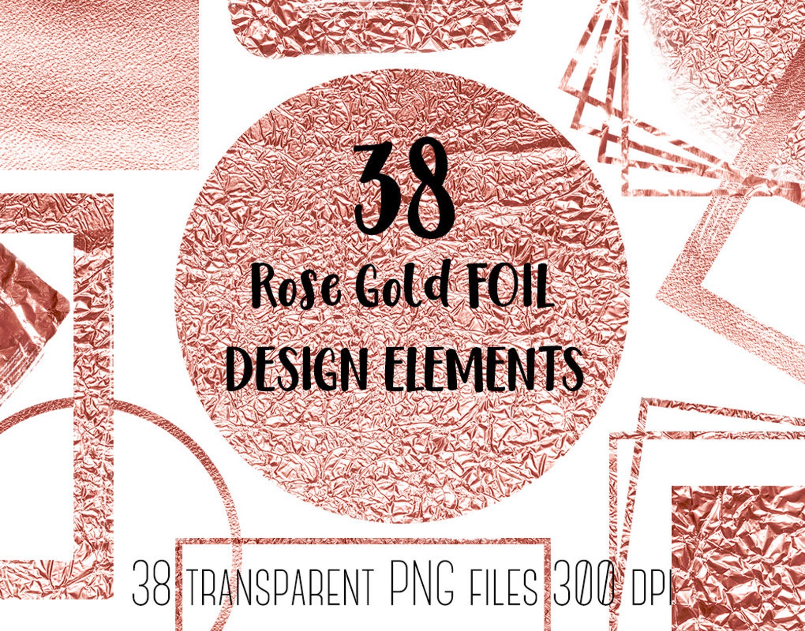 Rose Gold Design Elements Clipart, Rose Gold Clip Art, Rose Gold Foil ...