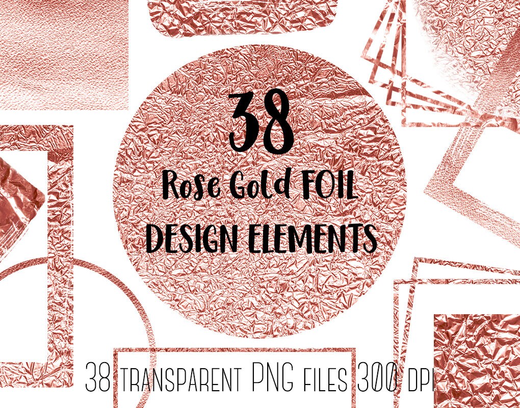 Rose Gold Design Elements Clipart, Rose Gold Clip Art, Rose Gold Foil ...