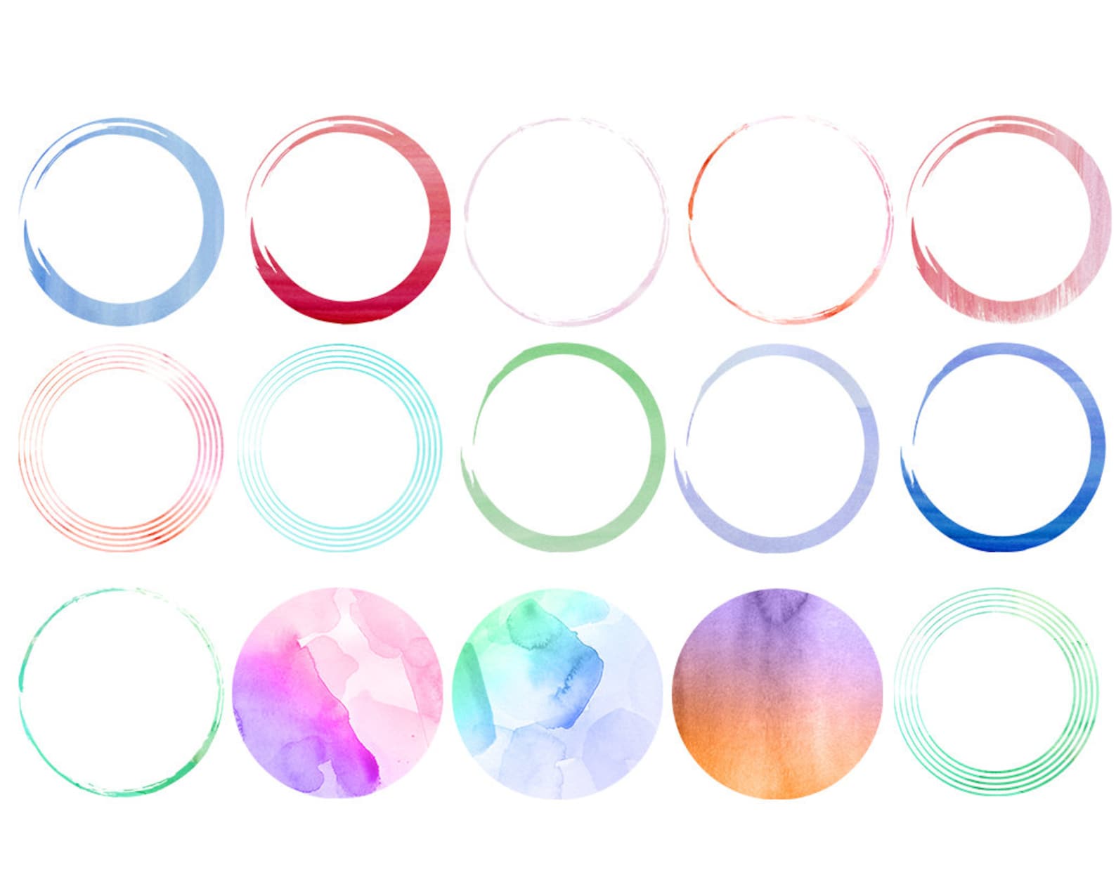 Watercolor Circles Clipart Circle Clip Art Design Elements - Etsy