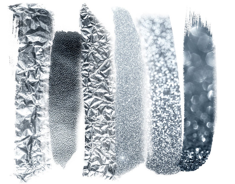 Silver Brush Strokes Clipart, Silver Glitter Brush Strokes, Silver Foil ...