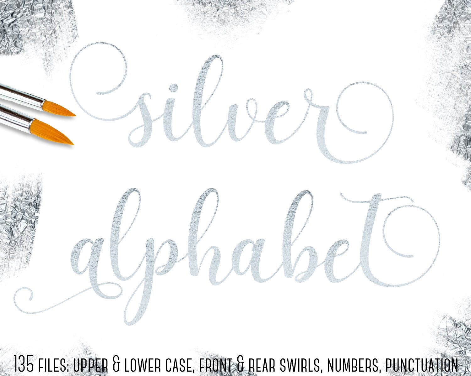 Silver Alphabet Clipart Silver Font Clipart Silver Letters - Etsy