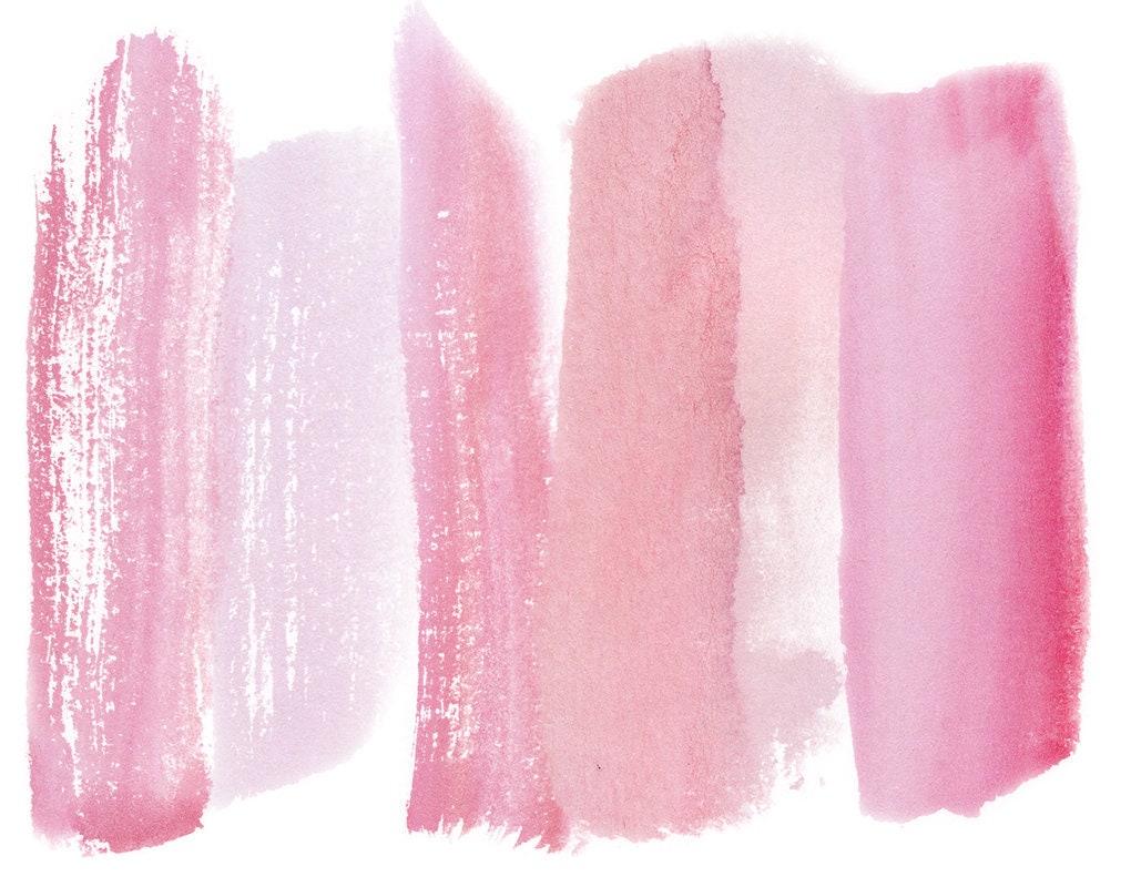 Pink Brush Strokes Clipart, Watercolor Design Elements, Watercolor ...
