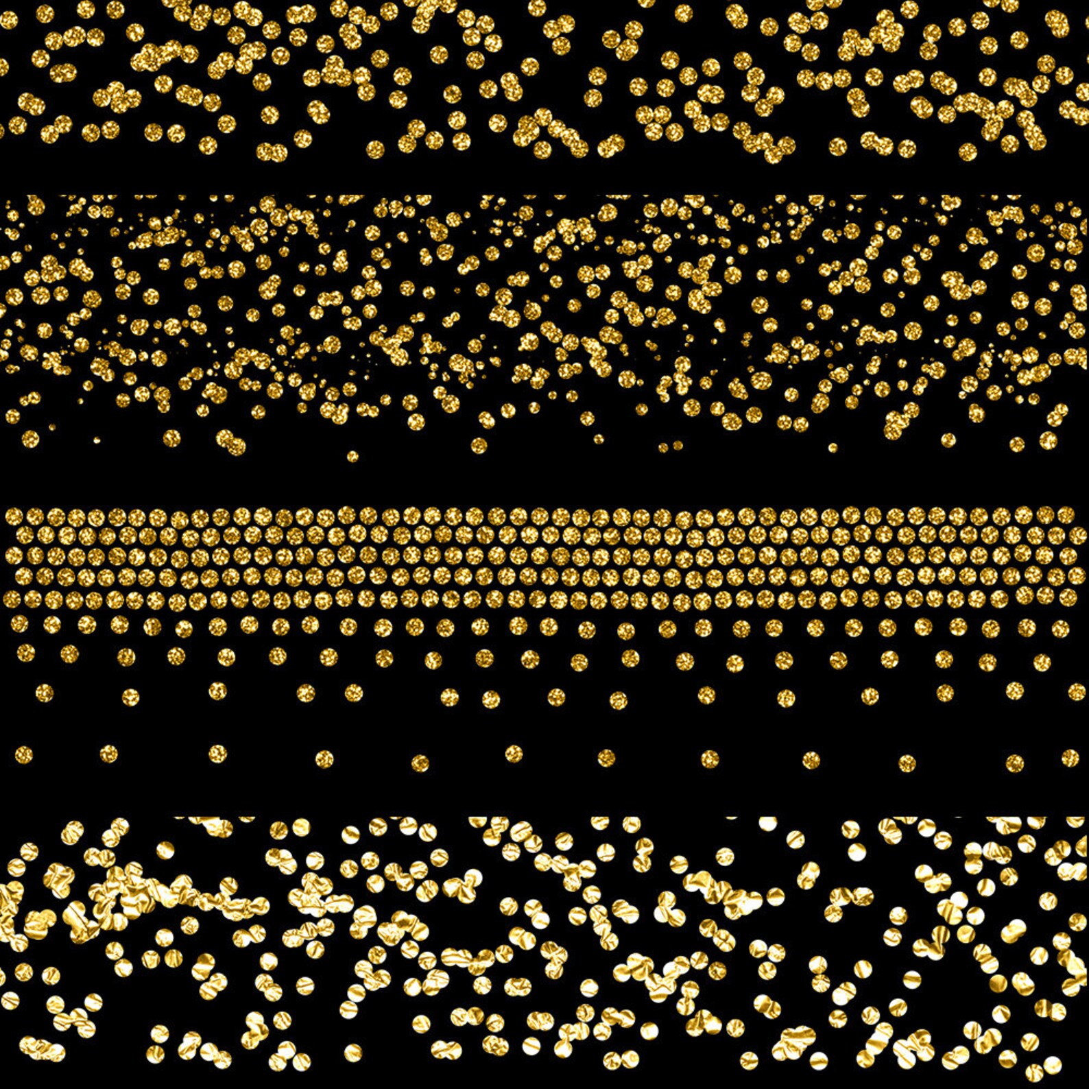 Gold Confetti Borders Clipart, Gold Border Overlays Clipart, Gold ...