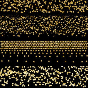 Gold Confetti Borders Clipart, Gold Border Overlays Clipart, Gold ...